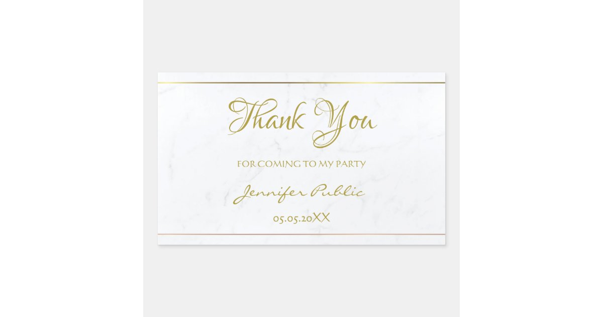 Thank You Gold Hand Script Text Marble Template Rectangular Sticker ...