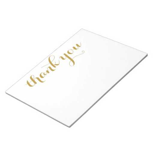 Thank You Gold Script Print 11 x 8.5 Notepad | Zazzle