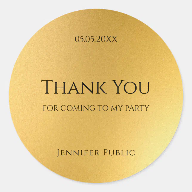 Thank You Gold Template Elegant Golden Design Classic Round Sticker ...