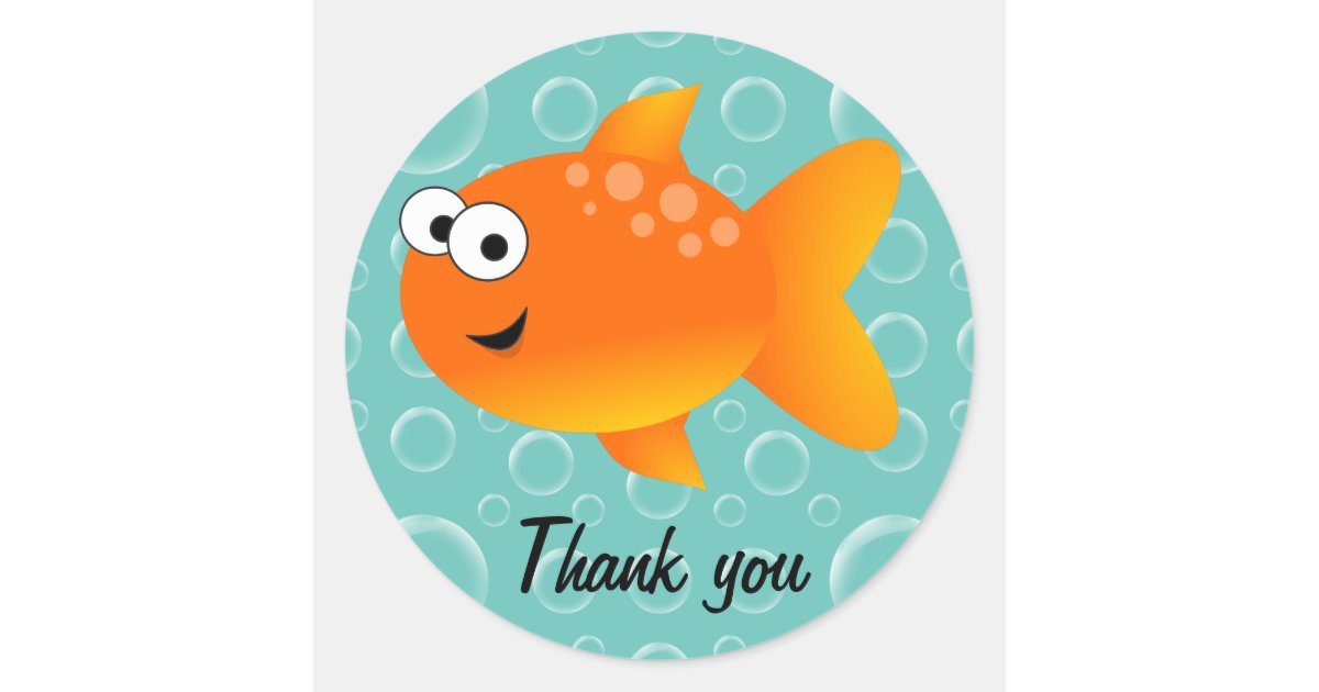 Thank you, Goldfish Classic Round Sticker | Zazzle.com