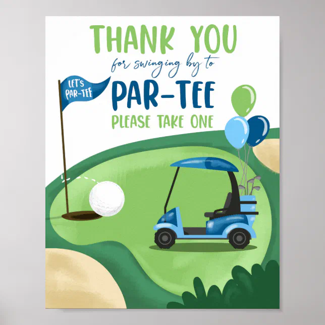 Thank You Golf Par-Tee Boy Birthday Sign | Zazzle