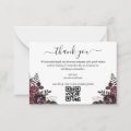 thank you gothic floral wedding qr code note card | Zazzle