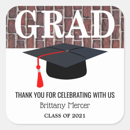 Thank You Graduate Square Sticker | Zazzle.com