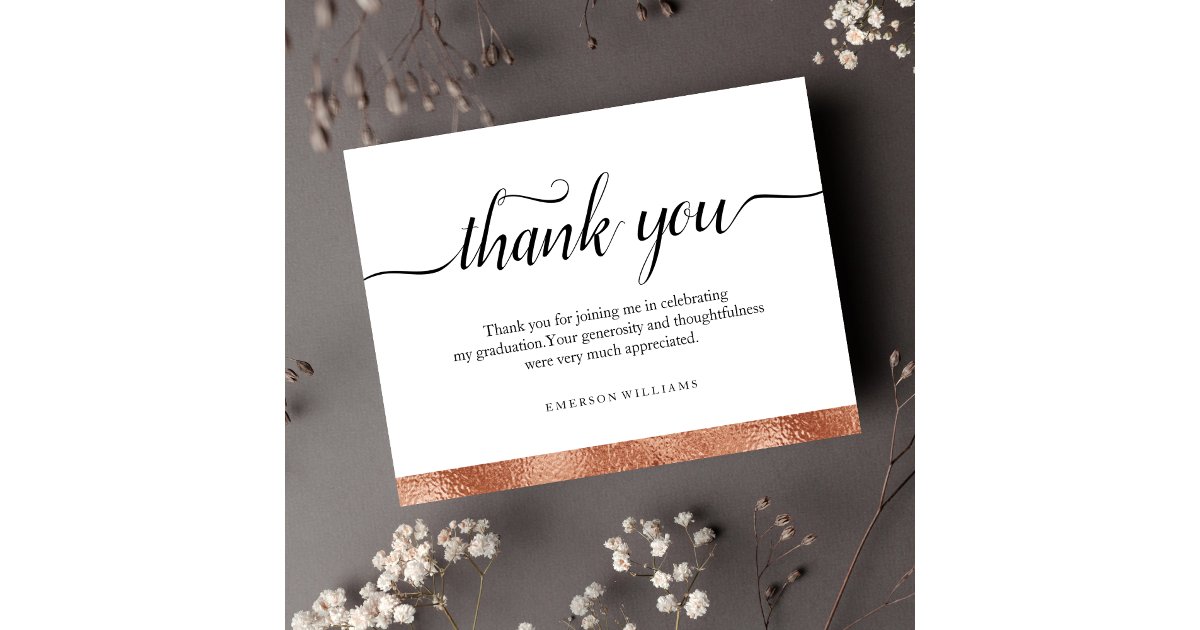 Thank You Graduation Gold Foil Thank you Note Card | Zazzle