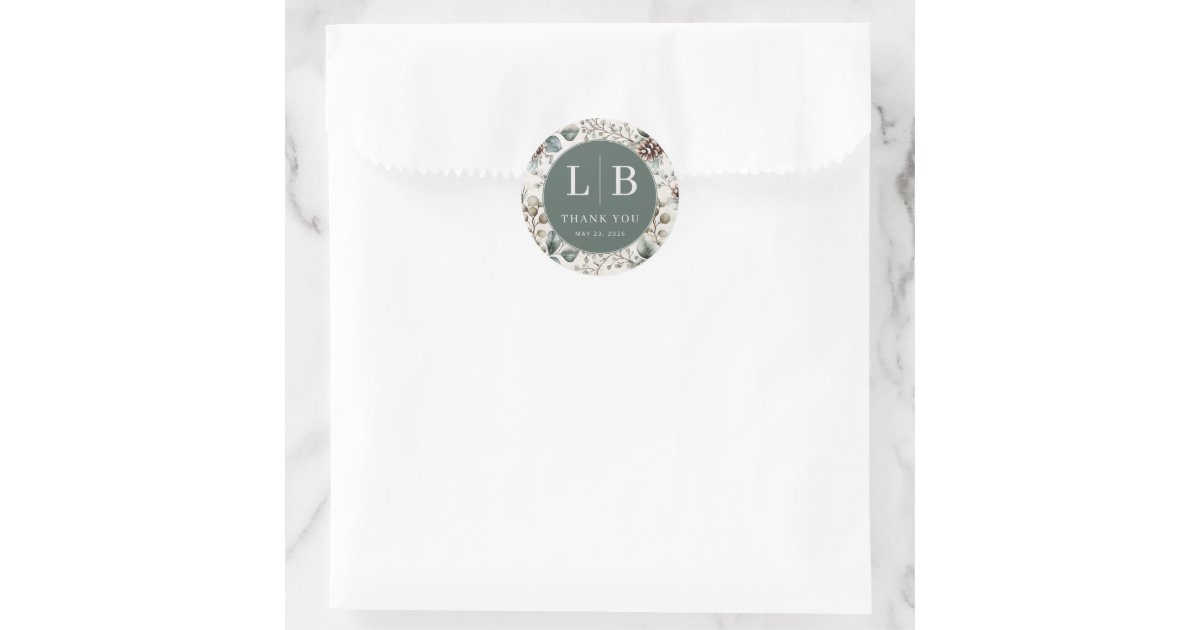 THANK YOU Grateful Green Floral Vintage Classic Round Sticker | Zazzle