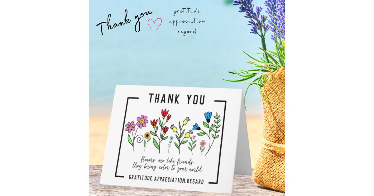 Thank You . . . Gratitude flower quote Greeting Card | Zazzle