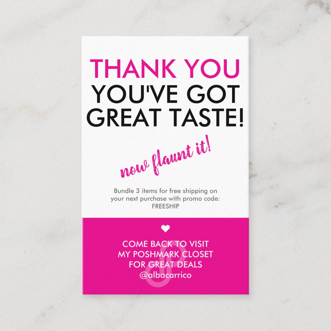Thank You Great Taste Poshmark Business Card | Zazzle