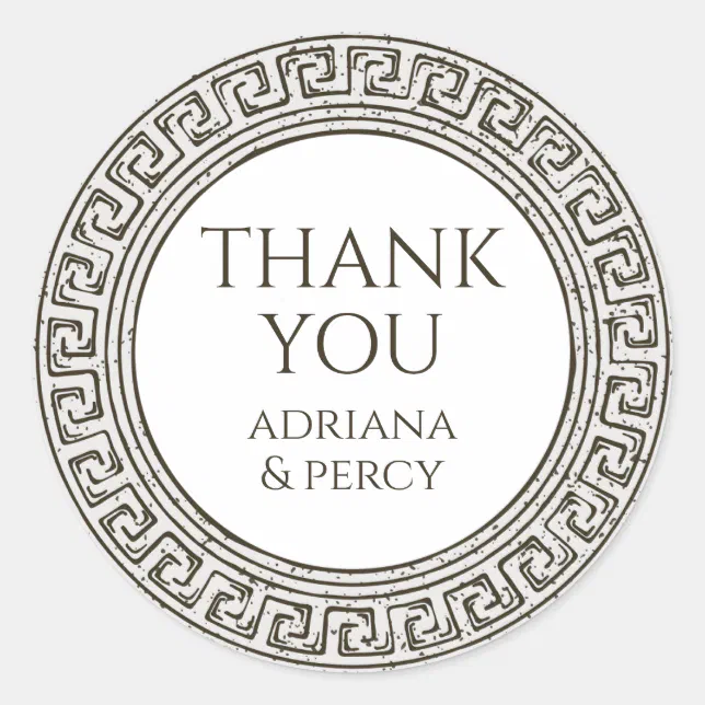 Thank You Grecian Party stone Greek Key Pattern Classic Round Sticker ...