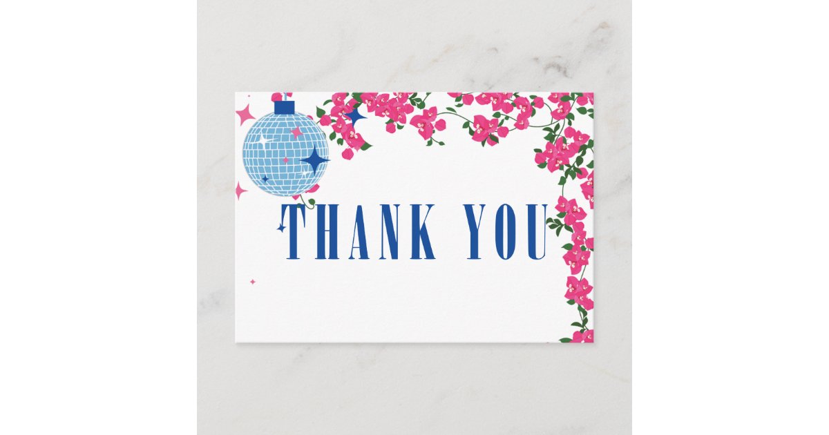 Thank you Greek Bougainvillea bridal shower card | Zazzle
