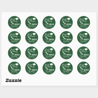 Thank You Green and White Class of 2023 Graduate Classic Round Sticker ...