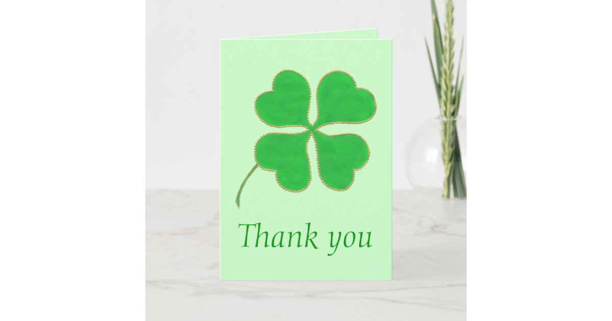 Thank you, Green Shamrock Green Dots Wedding Cards | Zazzle