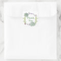Thank You Green Succulent And Cactus Floral Wreath Square Sticker | Zazzle