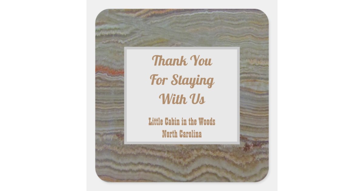Thank You Guest Appreciation Cabin Rental Onyx Square Sticker | Zazzle
