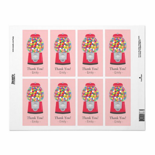 Thank You, Gumball Machine, Candy Party Label | Zazzle
