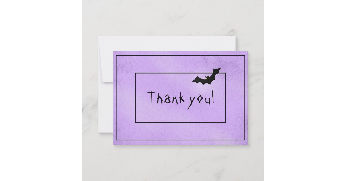 Thank You - Halloween Black Bat on Purple Grunge | Zazzle