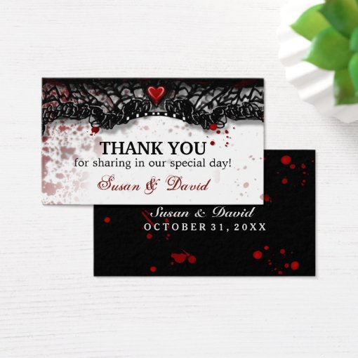 Thank You Halloween Blood Splatter Wedding Card | Zazzle