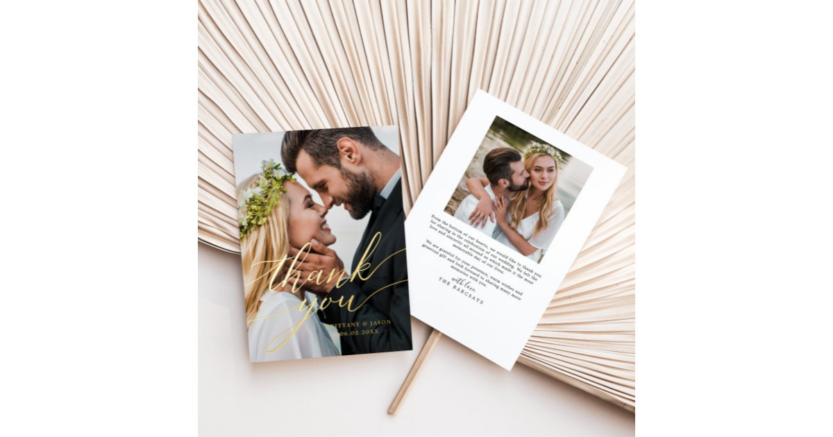 Thank You Hand Lettered Script Wedding Card | Zazzle