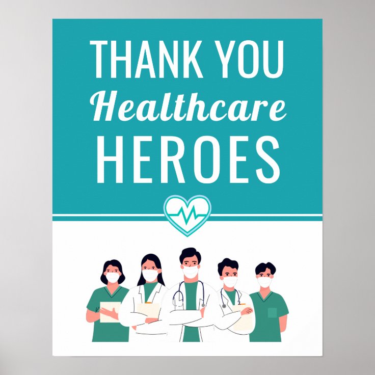 Thank You Health Care Workers Medical Sign Poster | Zazzle