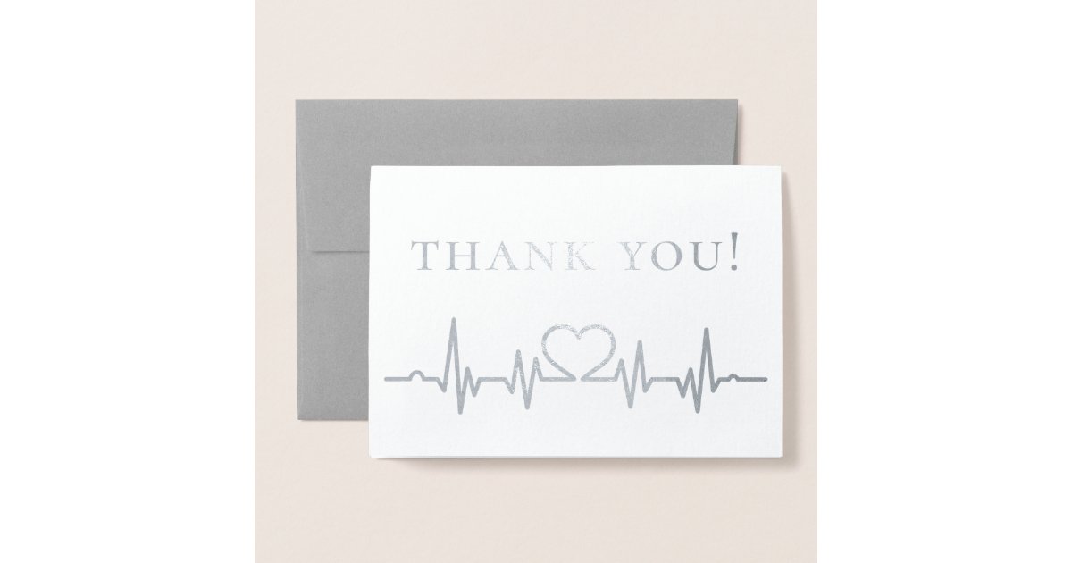 Thank You Healthcare Staff Heartbeat Foil Card | Zazzle