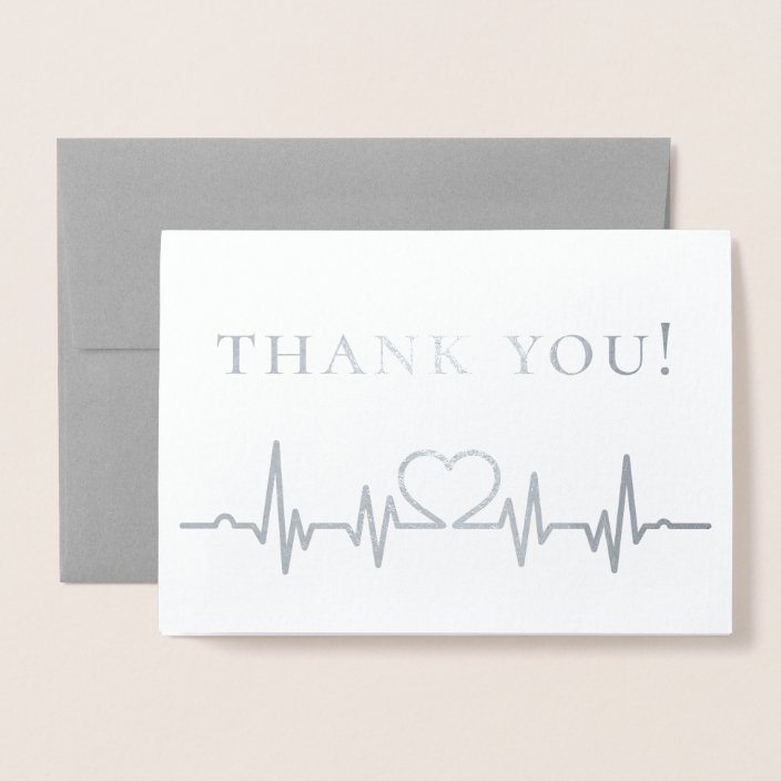 Thank You Healthcare Staff Heartbeat Foil Card | Zazzle.com