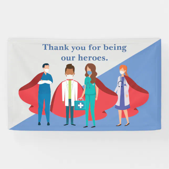 Thank You Healthcare Workers Hero Doctor Nurse Banner | Zazzle