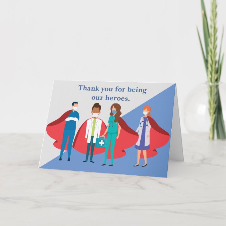 Thank You Healthcare Workers Hero Doctor Nurse Card | Zazzle