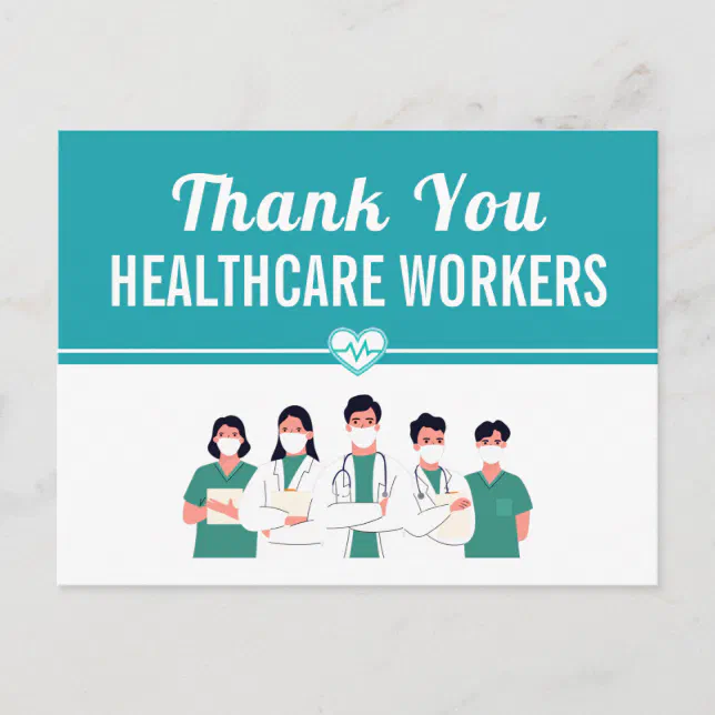 Thank You Healthcare Workers Hospital Staff Postcard | Zazzle