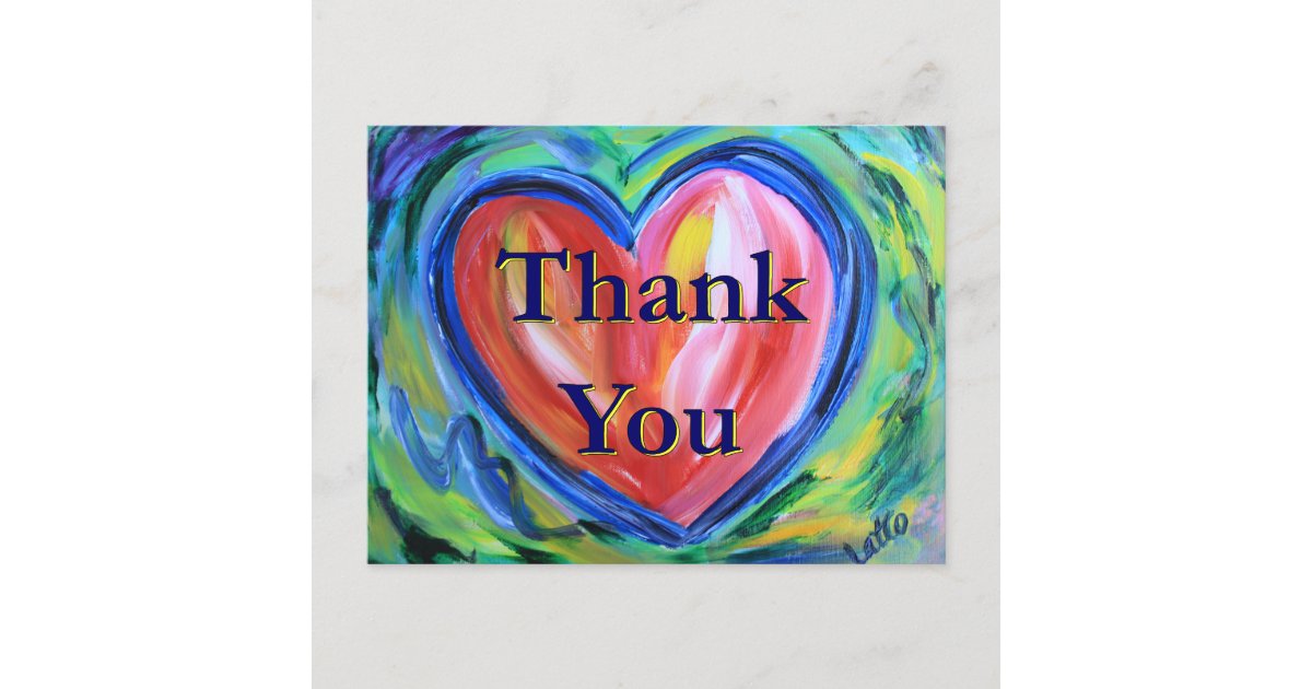 Thank You Heart Art Postcard | Zazzle