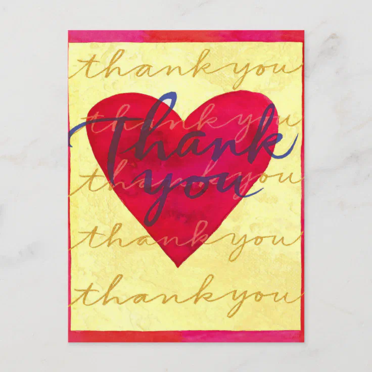 thank you heart postcard | Zazzle