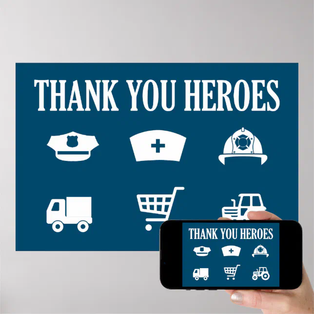 Thank You Heroes | First Responders Poster | Zazzle