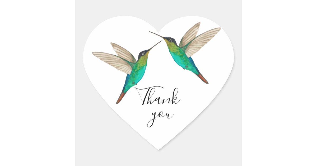 Thank You Hummingbird Heart Sticker | Zazzle