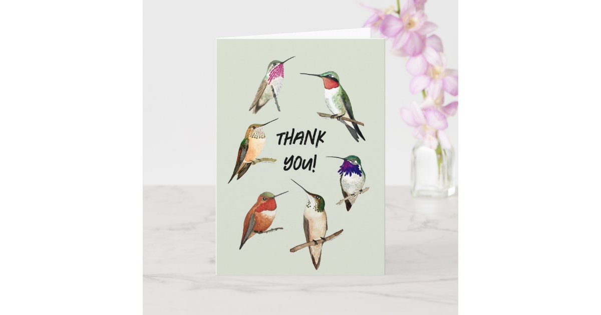Thank you Hummingbirds Card | Zazzle