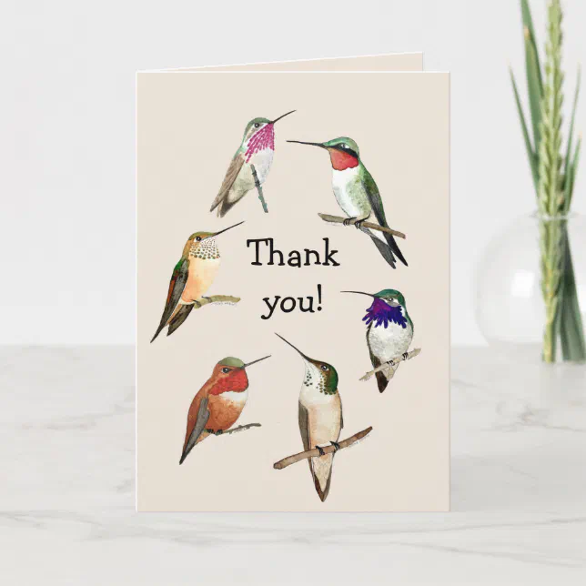 Thank you Hummingbirds Card | Zazzle