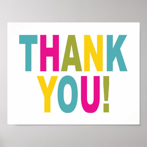 Thank You in bright colors Poster | Zazzle