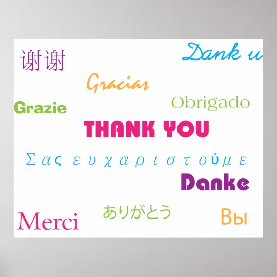 Thank You in Many Languages Poster | Zazzle.com