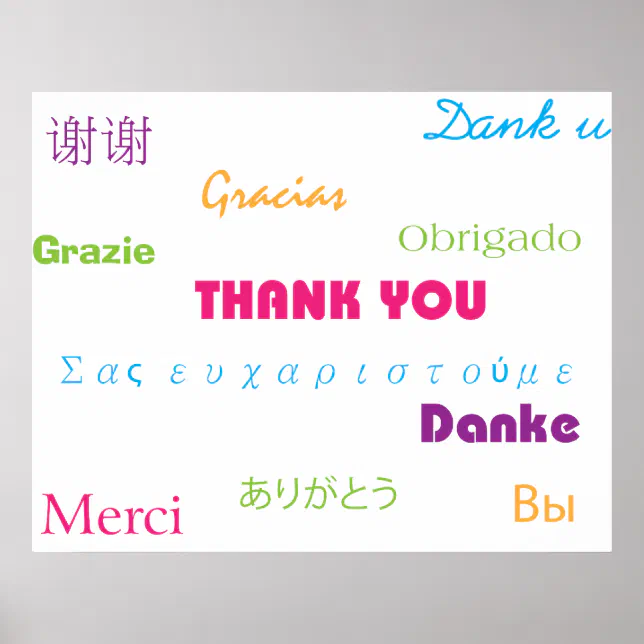 Thank You in Many Languages Poster | Zazzle