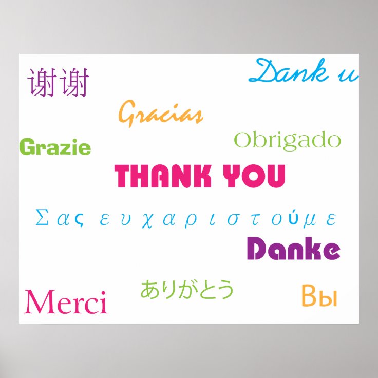 Thank You in Many Languages Poster | Zazzle