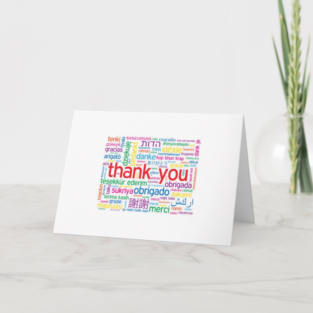 THANK YOU IN MANY LANGUAGES "THANK YOU" CARD | Zazzle