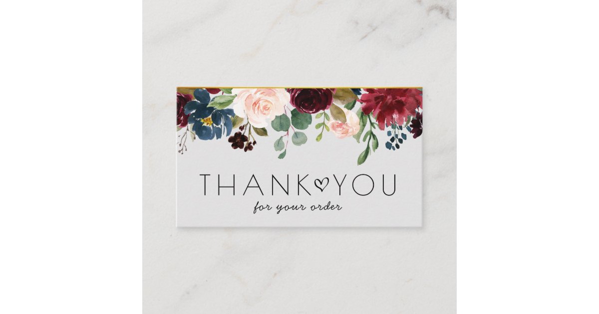 thank you insert floral business card | Zazzle
