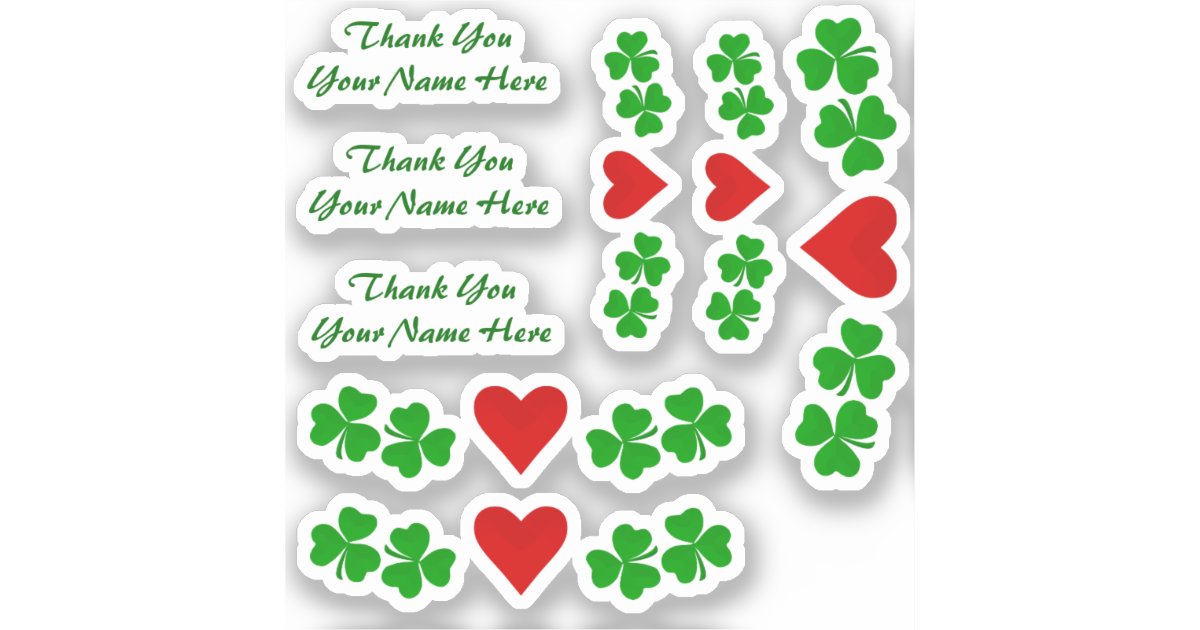Thank You Irish Shamrock borders with red heart Sticker | Zazzle