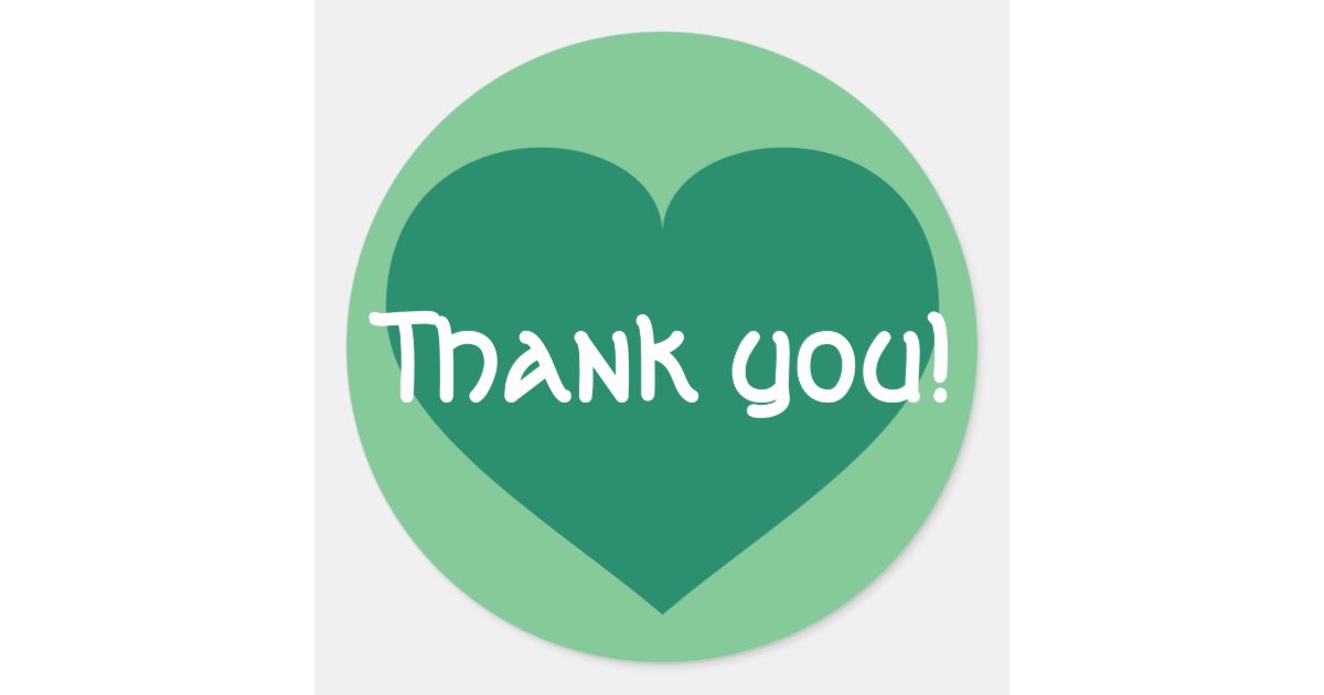 Thank you - kelly green heart classic round sticker | Zazzle