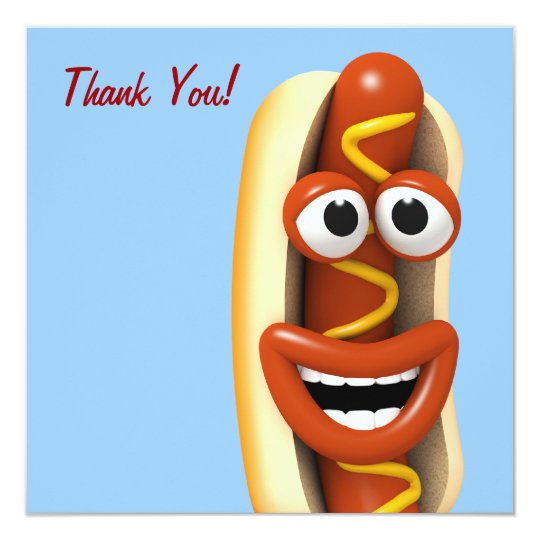Thank You! Laughing Hot Dog - Thankyou Card | Zazzle.com