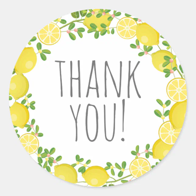 Thank You Lemon Classic Round Sticker | Zazzle