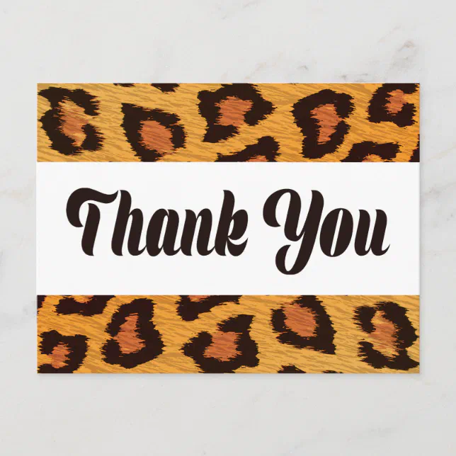 Thank You Leopard Skin Gold & Brown Wedding Party Postcard | Zazzle