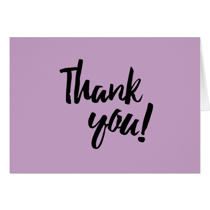 Thank You Lilac Purple Pastel Black Brush Script Card | Zazzle