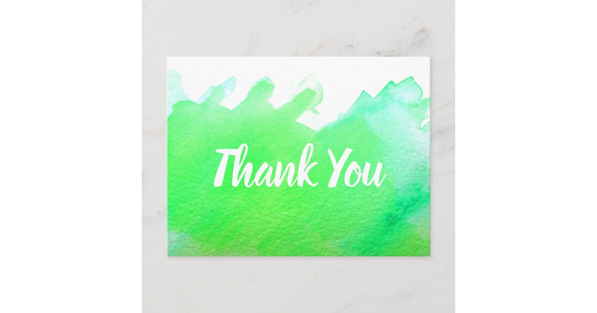 Thank You lime green watercolor art quote Postcard | Zazzle