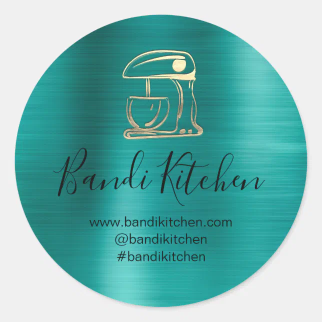 Thank You Logo Kitchen Cooking Bakery Sweets Teal Classic Round Sticker ...