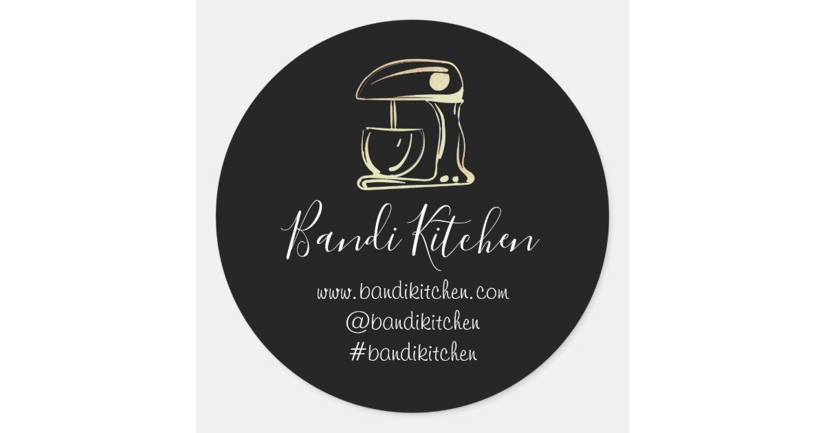 Thank You Logo Kitchen Cooking Mixer Gold Sweets Classic Round Sticker ...
