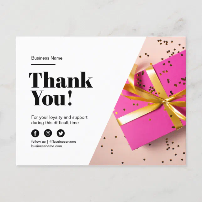 Thank You Loyalty Discount Customer Gift Business Announcement Postcard ...