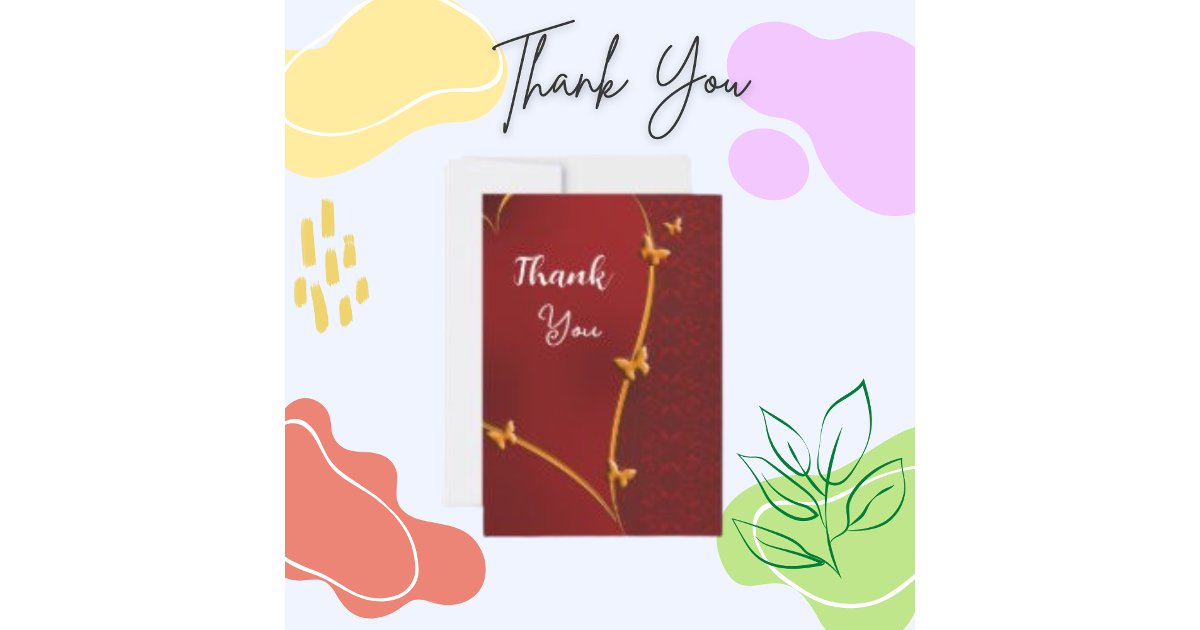 Thank You Map, Red Gold Heart Greeting Card | Zazzle